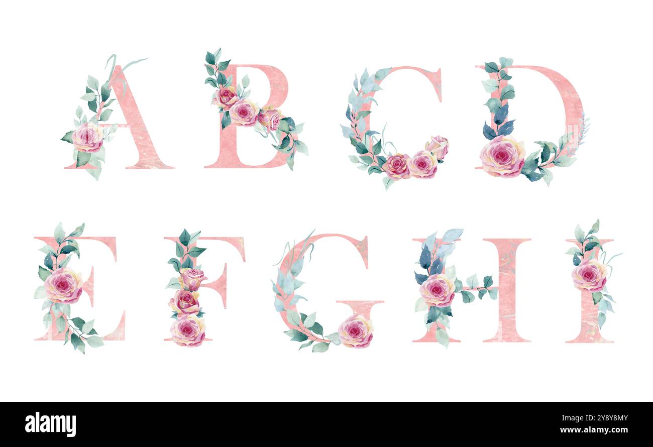 Watercolor floral alphabet Stock Vector Image & Art - Alamy