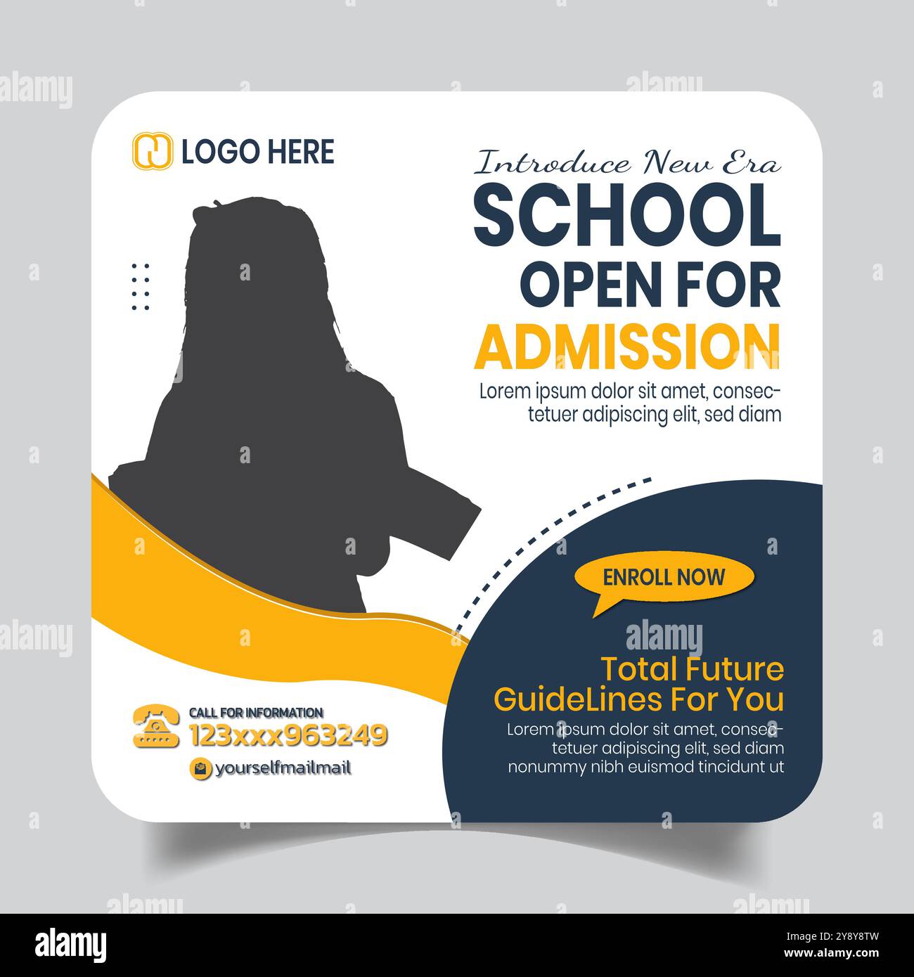 Kids School Social Media Post Design Template Stock Vector Image & Art ...