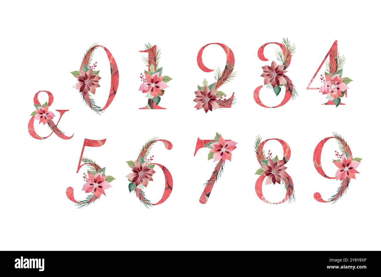 Watercolor floral numbers Stock Vector Image & Art - Alamy