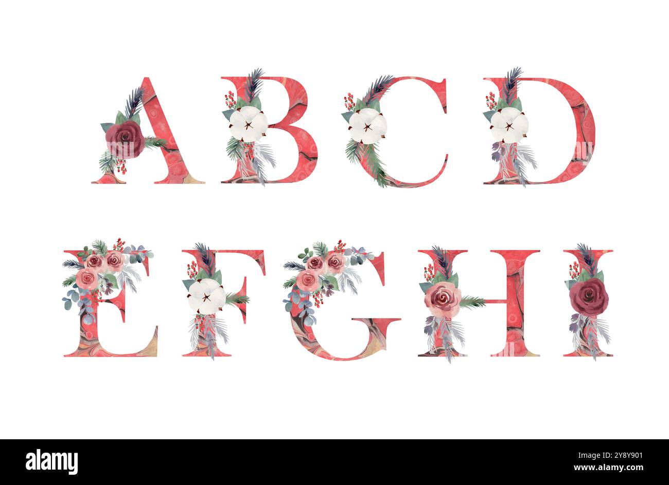 Watercolor floral alphabet Stock Vector Image & Art - Alamy