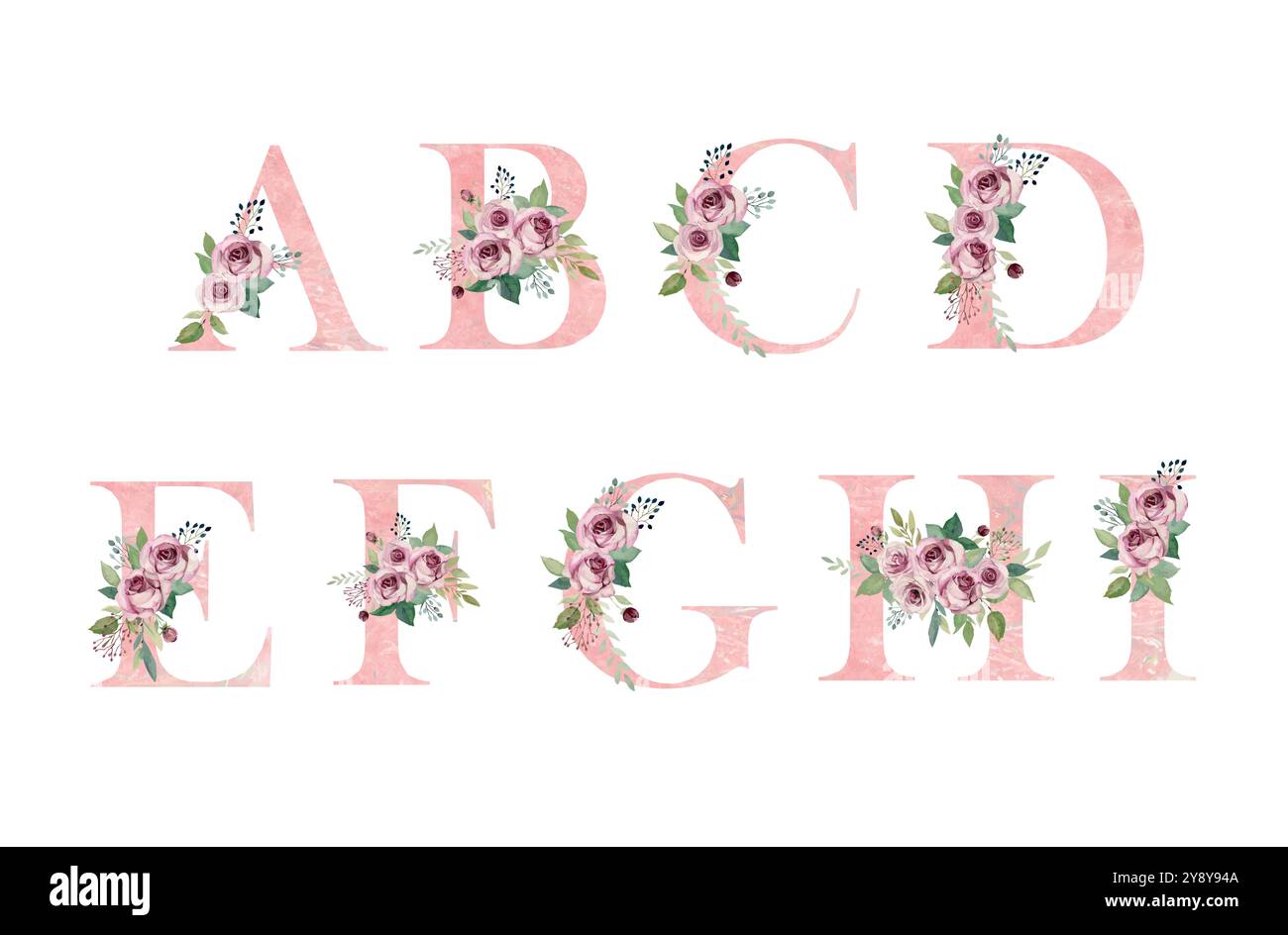 Watercolor floral alphabet Stock Vector Image & Art - Alamy