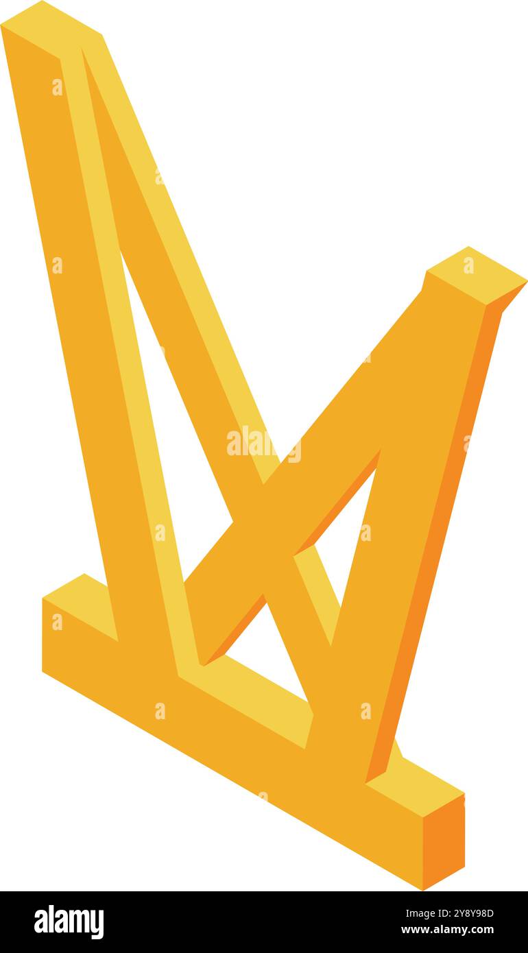 Illustration of a yellow metal bridge support structure standing on a ...