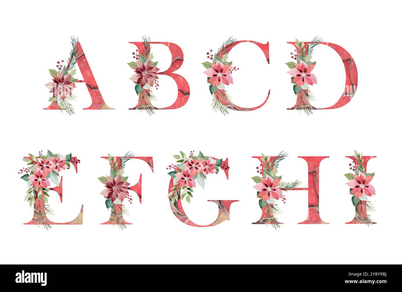 Watercolor floral alphabet Stock Vector Image & Art - Alamy