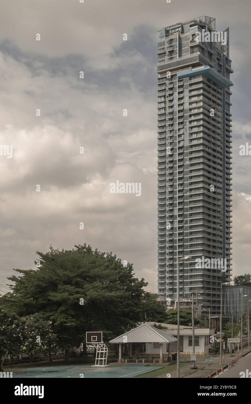 Bangkok, Thailand - 28 Sep, 2024 - Basketball backboard with the hoop ...