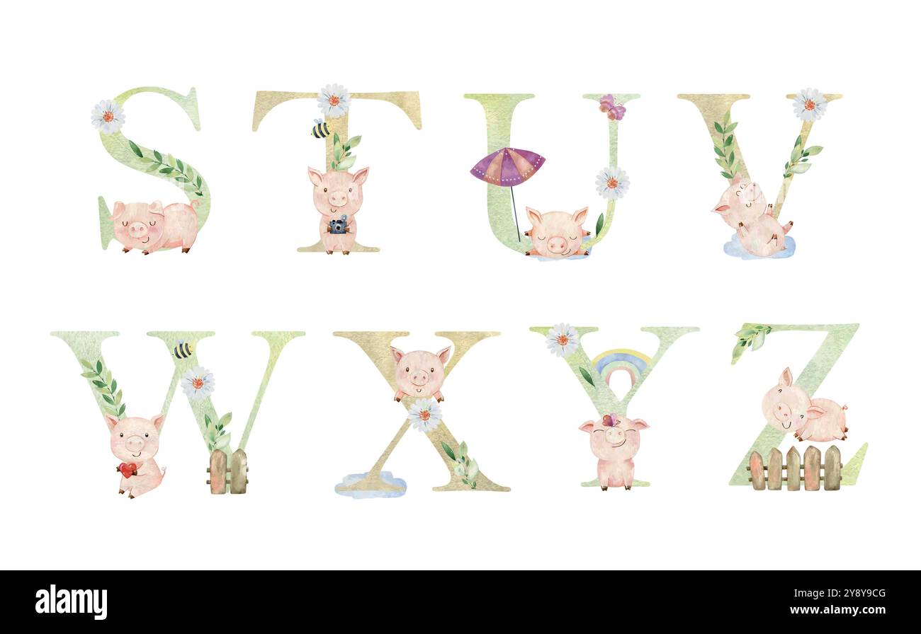 Watercolor animals letters Stock Vector Image & Art - Alamy