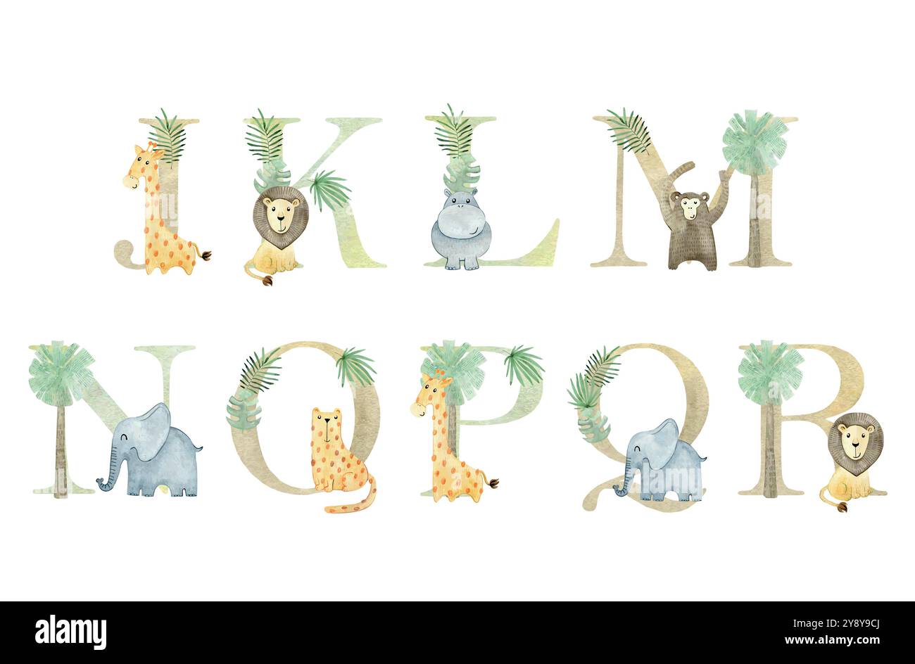 Watercolor animals letters Stock Vector Image & Art - Alamy