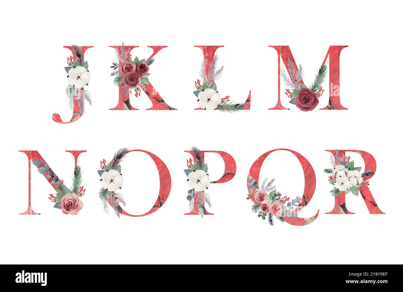 Watercolor floral alphabet Stock Vector Image & Art - Alamy