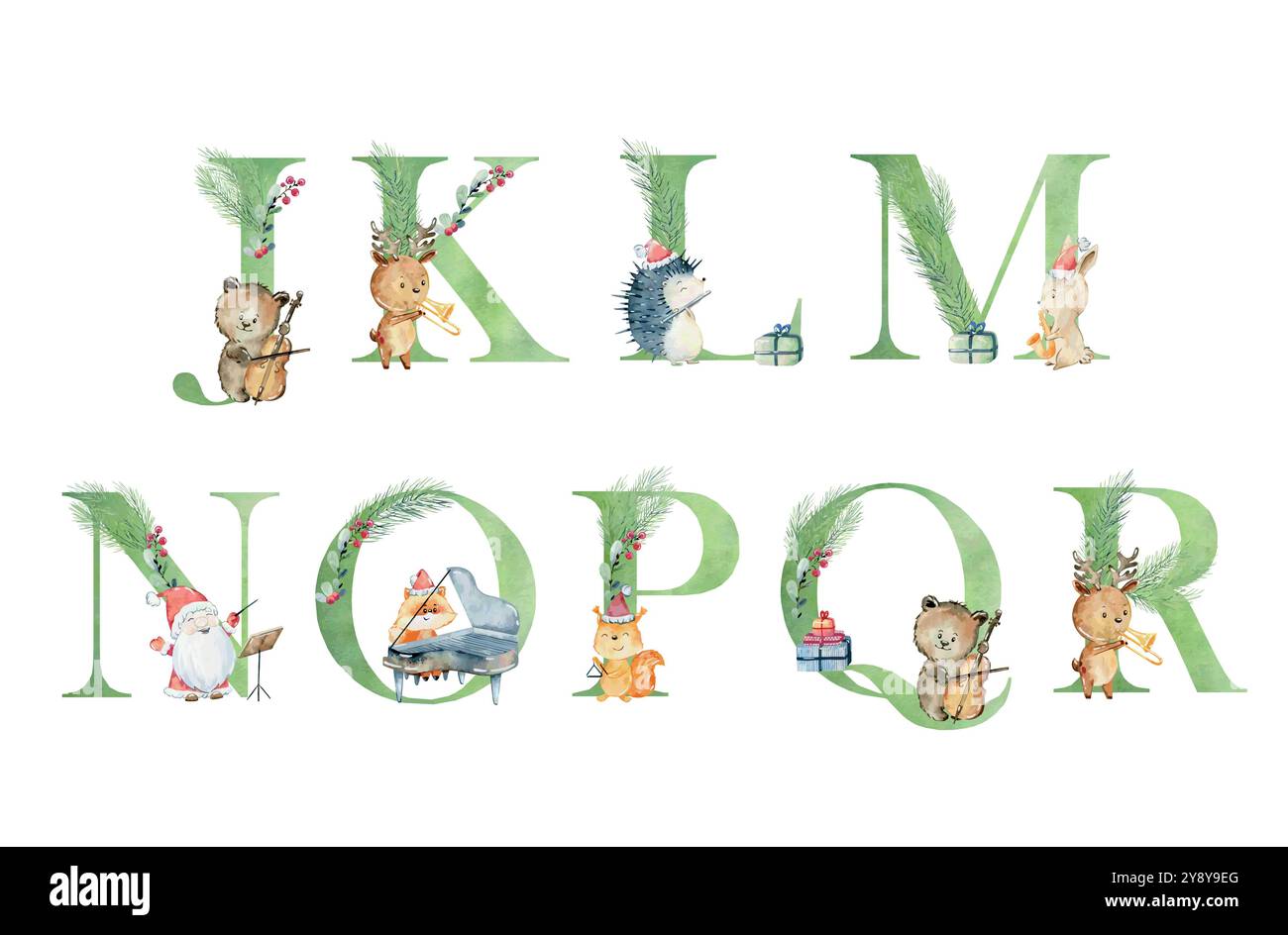 Watercolor christmas letters Stock Vector Image & Art - Alamy