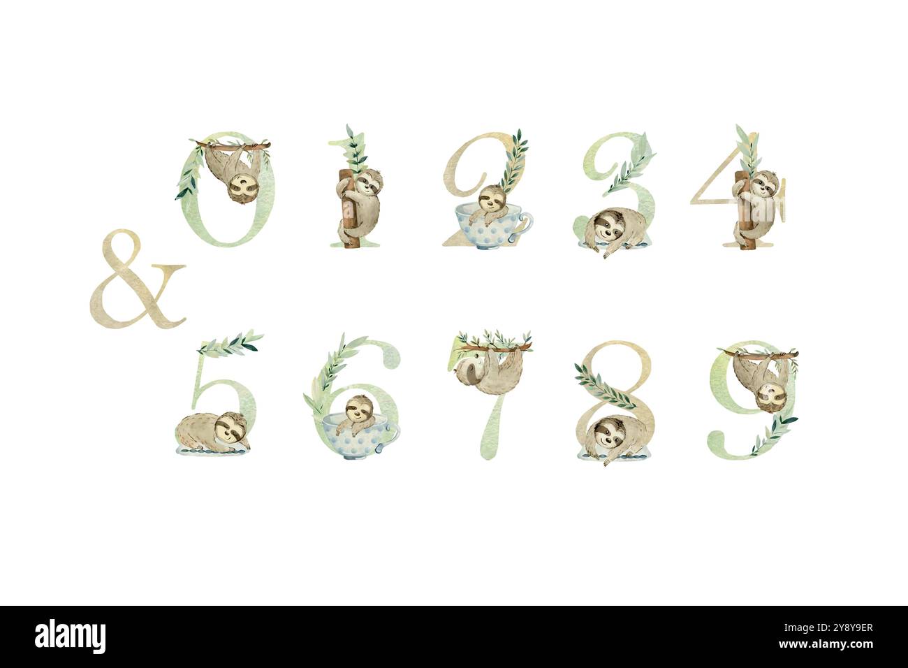 Watercolor animals numbers Stock Vector Image & Art - Alamy