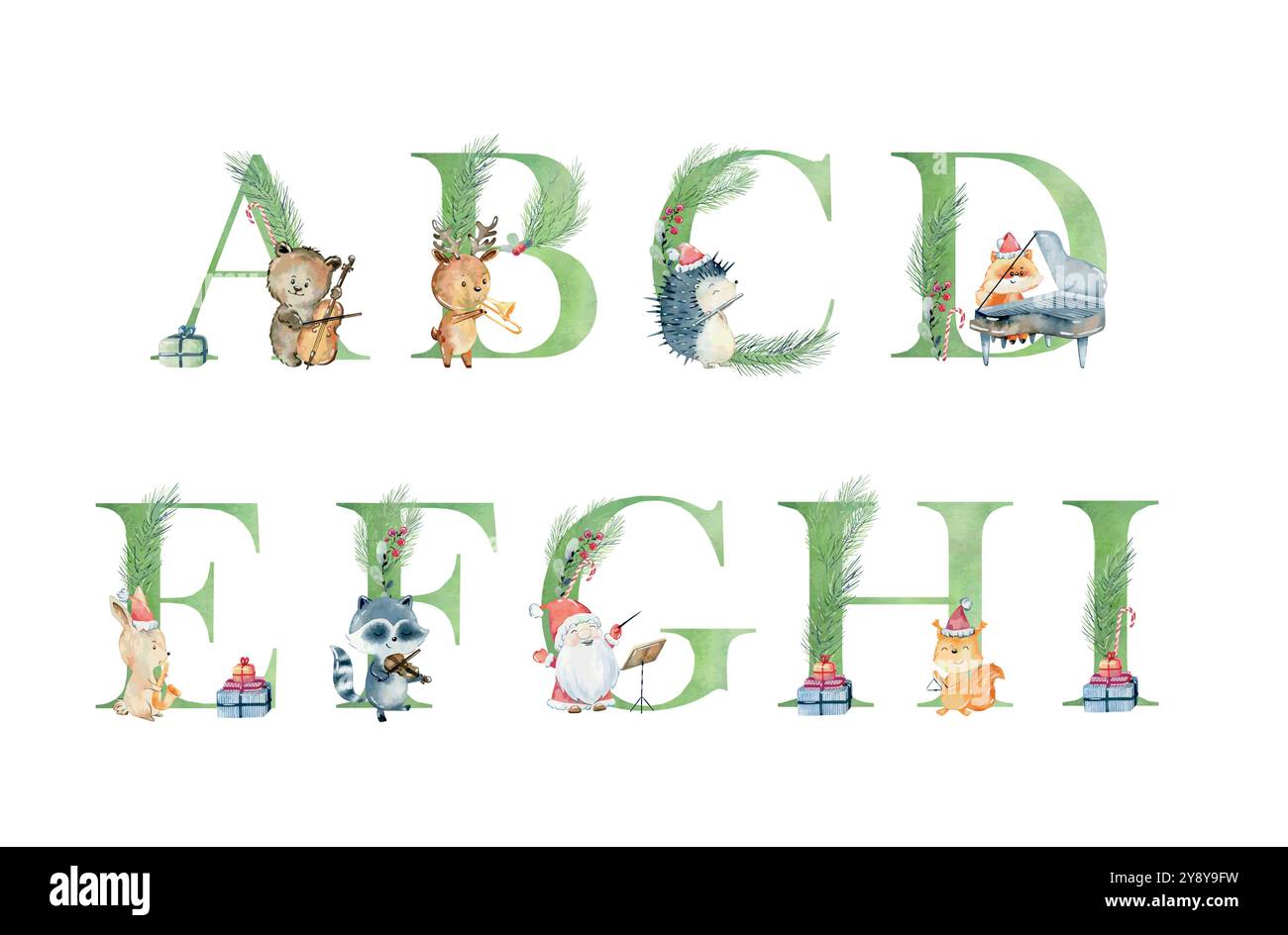 Watercolor christmas letters Stock Vector Image & Art - Alamy