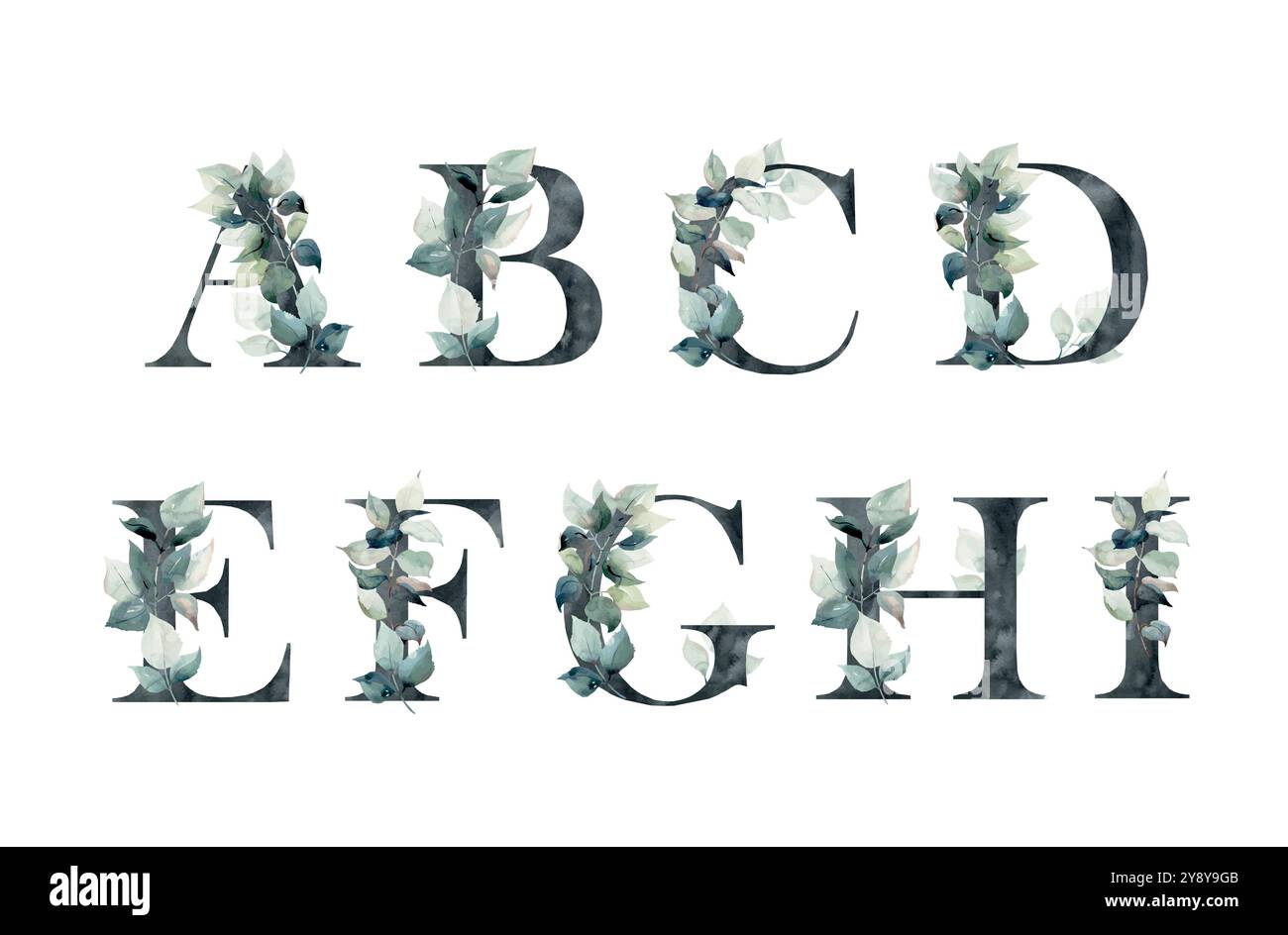 Watercolor floral alphabet Stock Vector Image & Art - Alamy