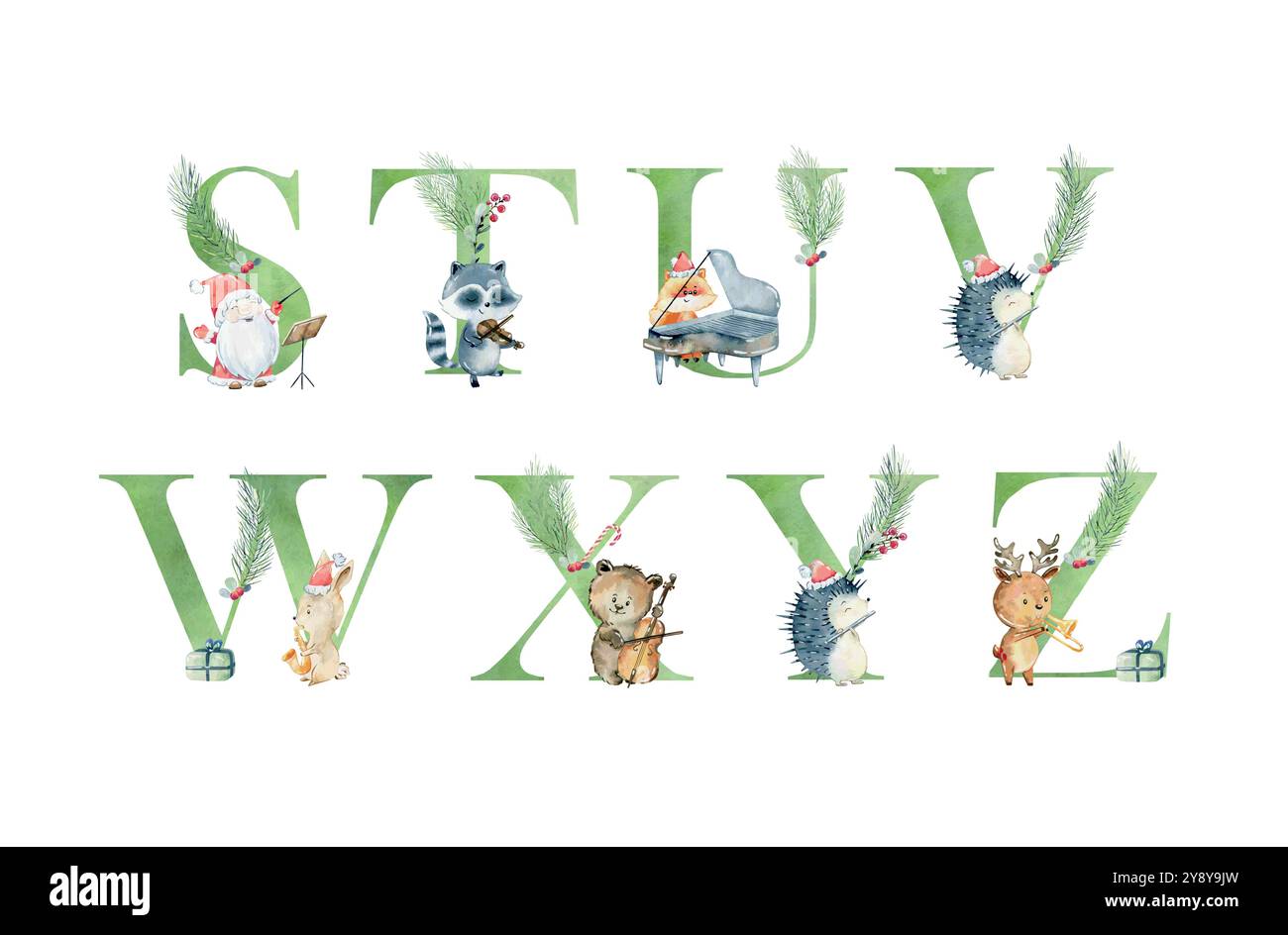 Watercolor christmas letters Stock Vector Image & Art - Alamy