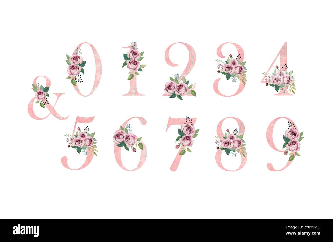 Watercolor floral numbers Stock Vector Image & Art - Alamy