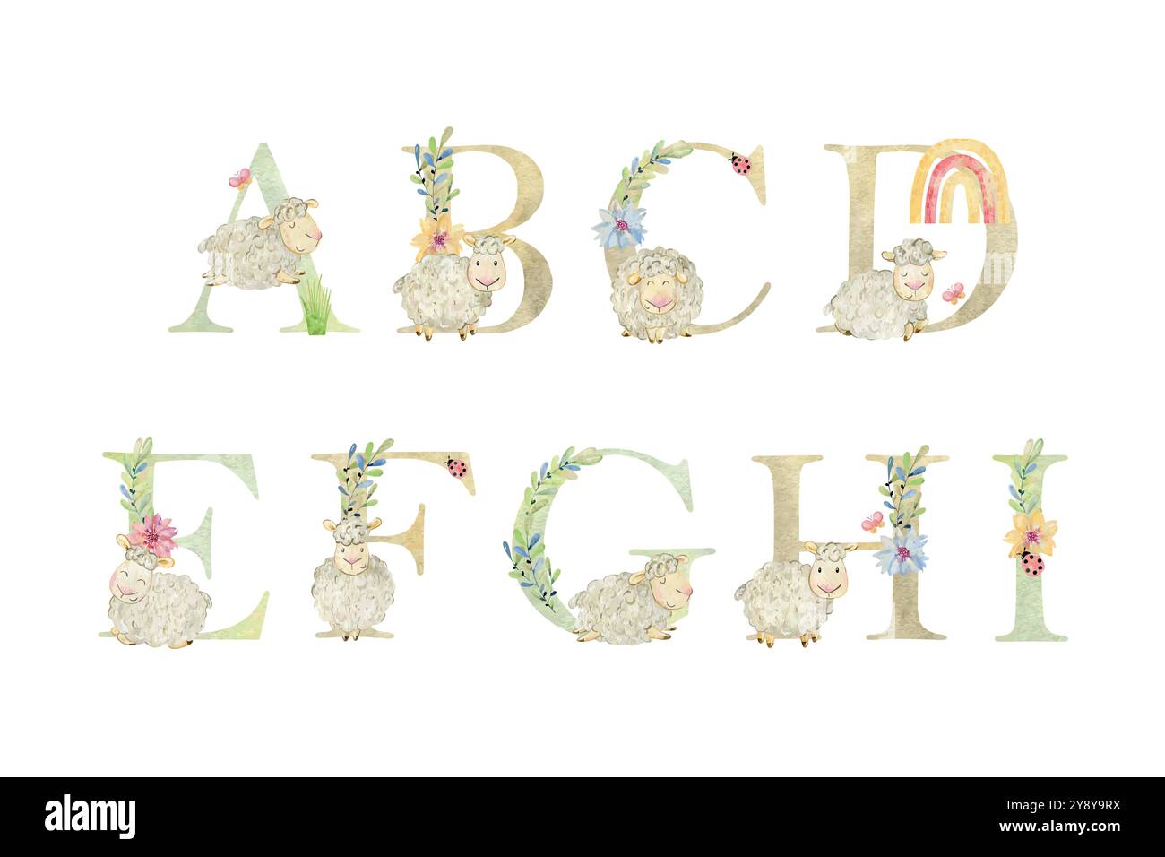 Watercolor animals letters Stock Vector Image & Art - Alamy