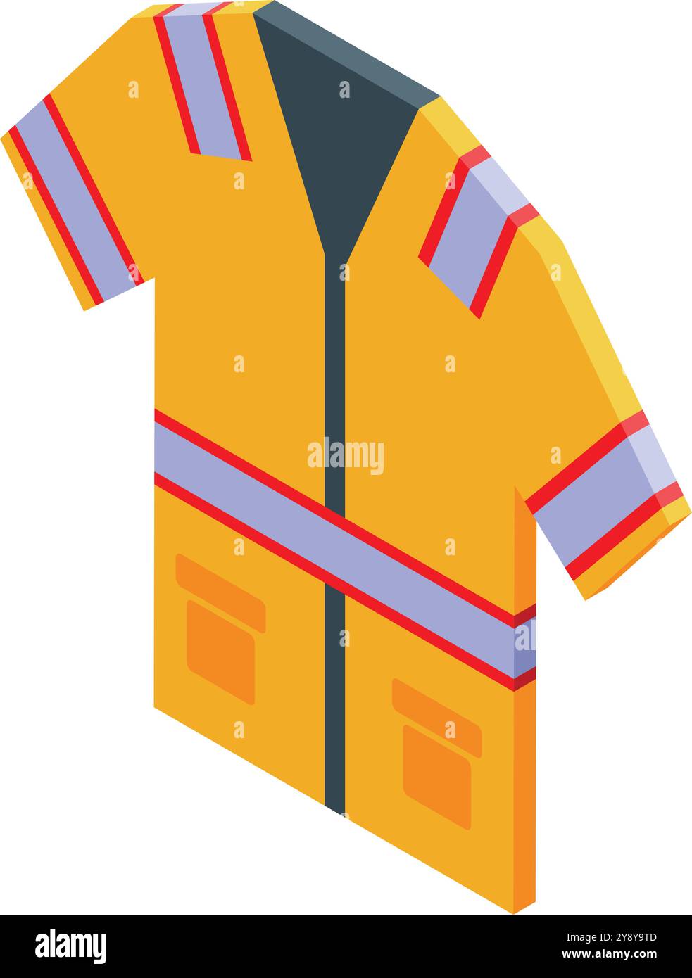 Yellow visibility jacket with reflective stripes ensuring safety and ...