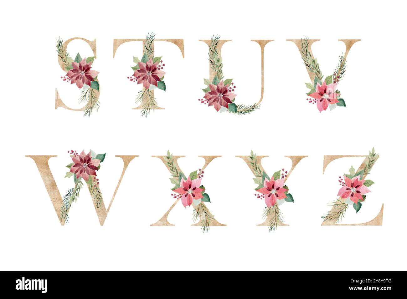 Watercolor floral alphabet Stock Vector Image & Art - Alamy