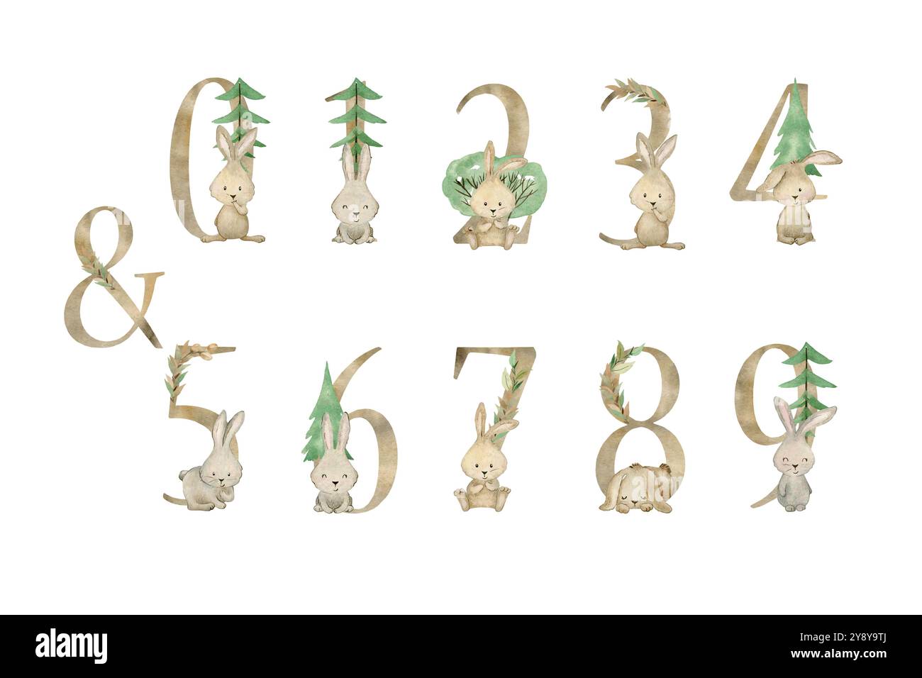 Watercolor animals numbers Stock Vector Image & Art - Alamy