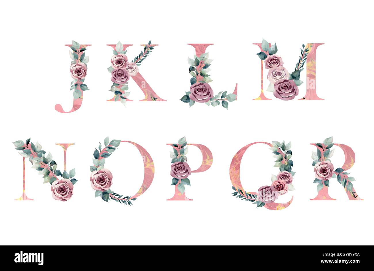 Watercolor floral alphabet Stock Vector Image & Art - Alamy