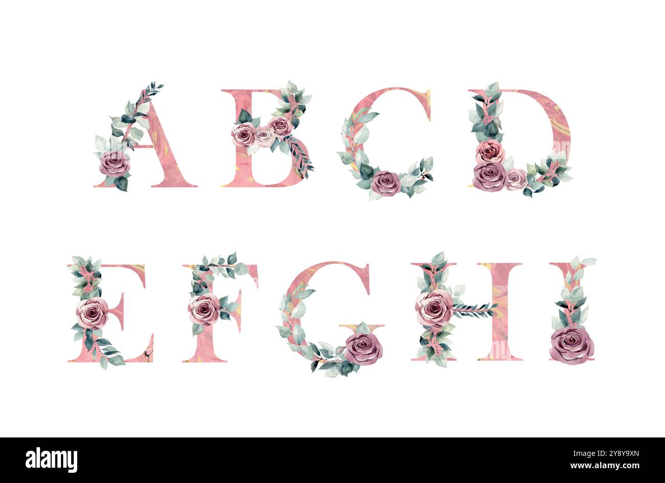 Watercolor floral alphabet Stock Vector Image & Art - Alamy
