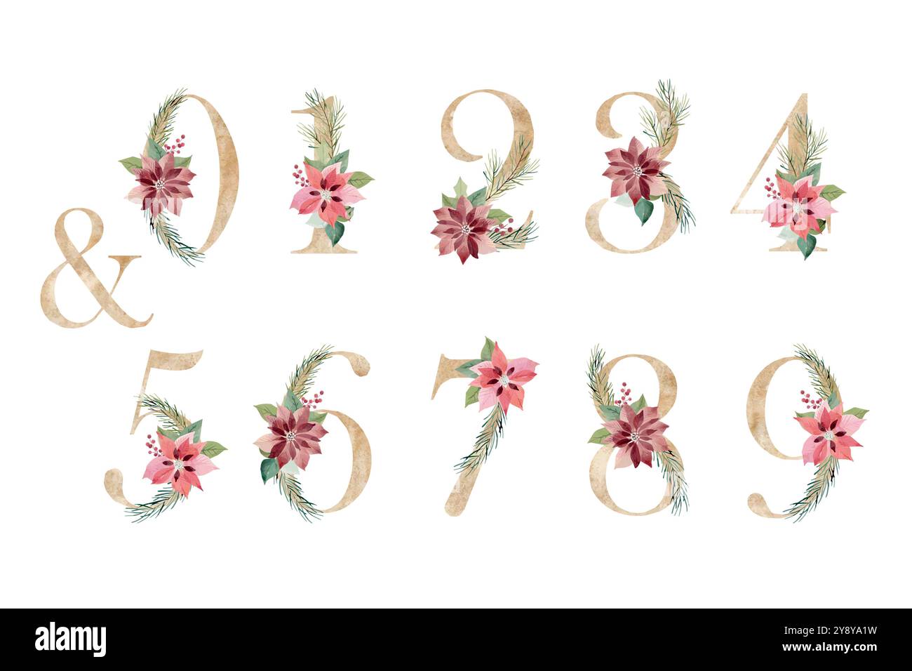 Watercolor floral numbers Stock Vector Image & Art - Alamy