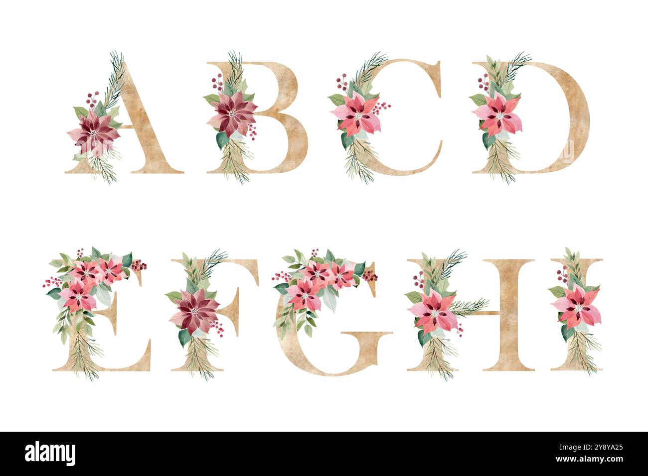 Watercolor floral alphabet Stock Vector Image & Art - Alamy