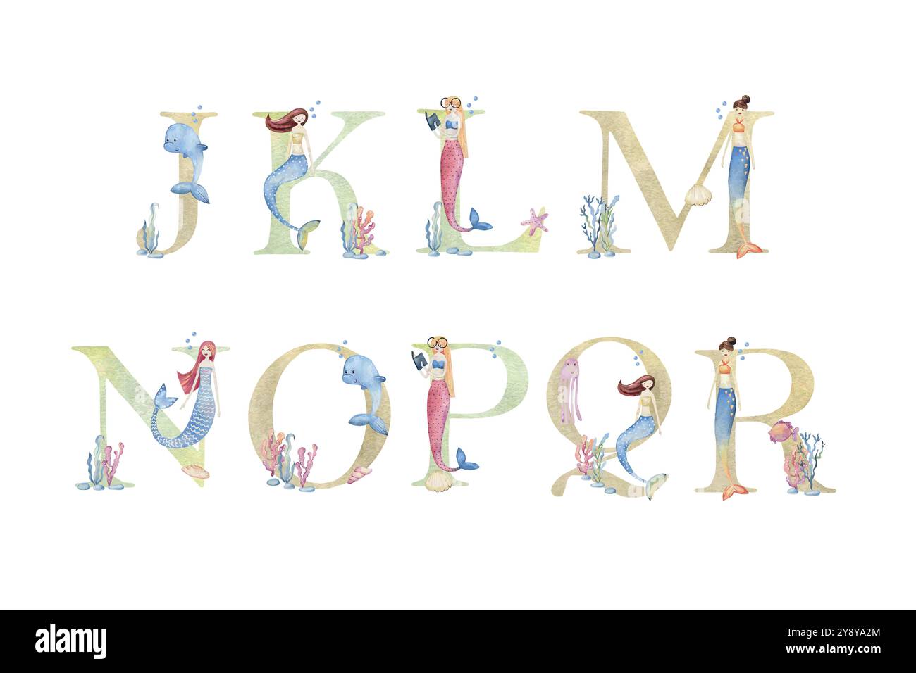 Watercolor sea letters Stock Vector Image & Art - Alamy