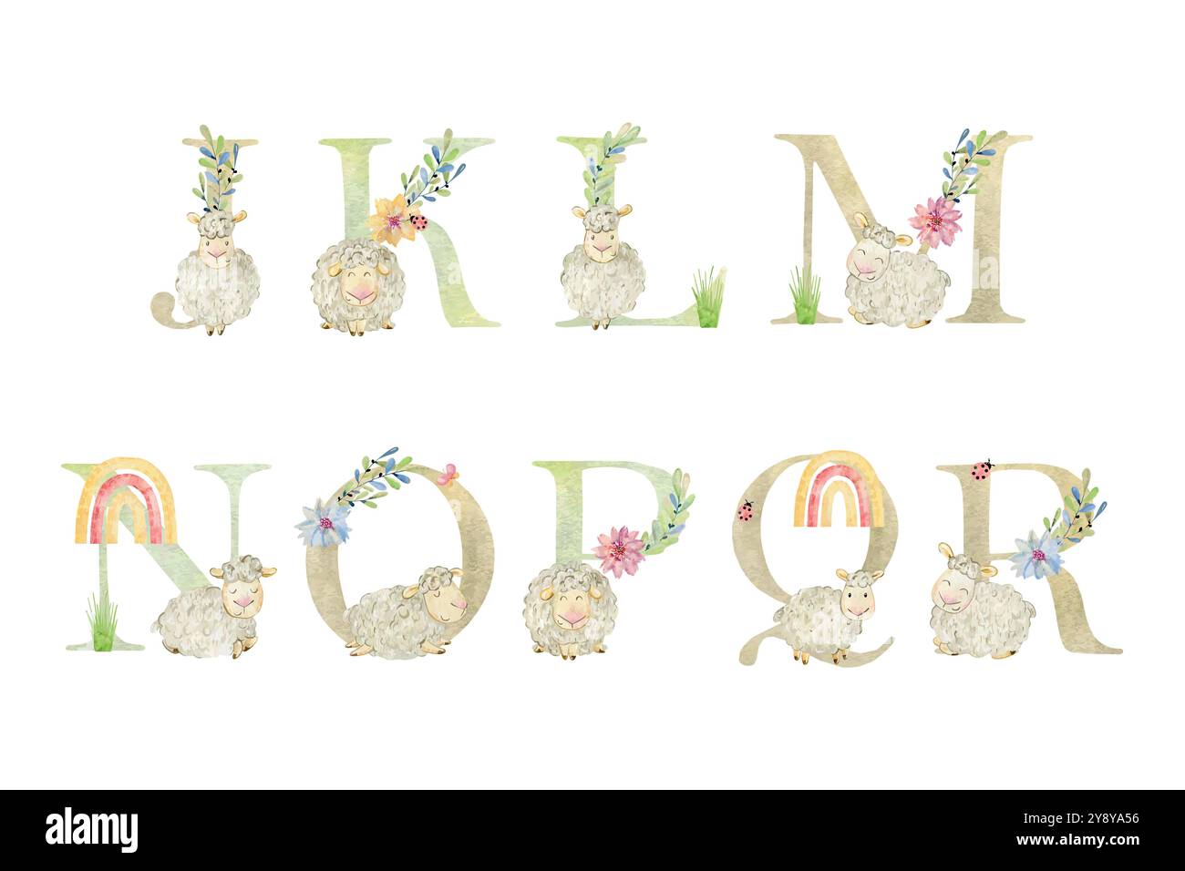 Watercolor animals letters Stock Vector Image & Art - Alamy