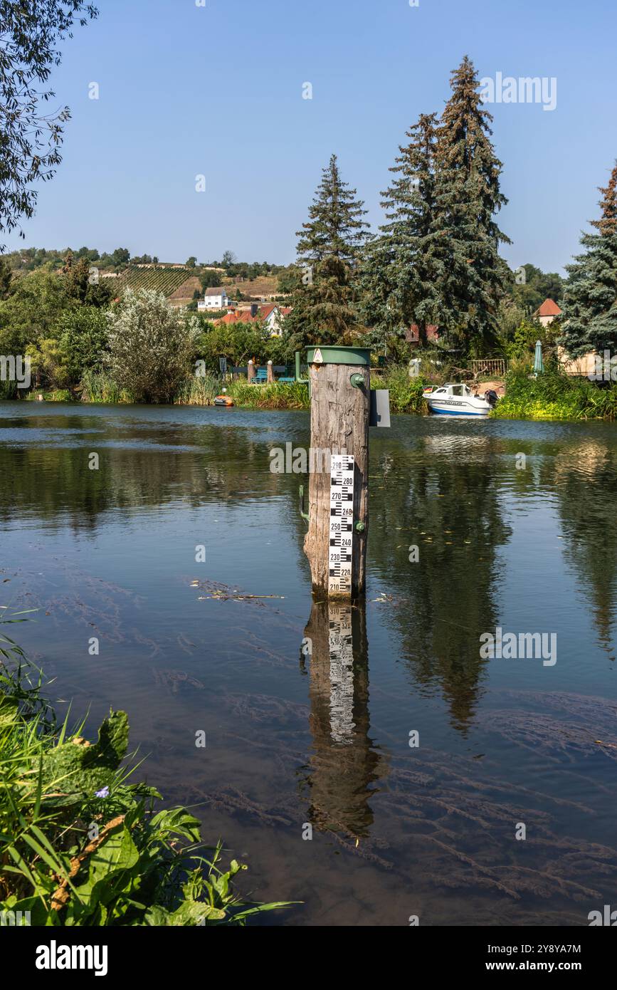Wooden river level indicator hi-res stock photography and images - Alamy