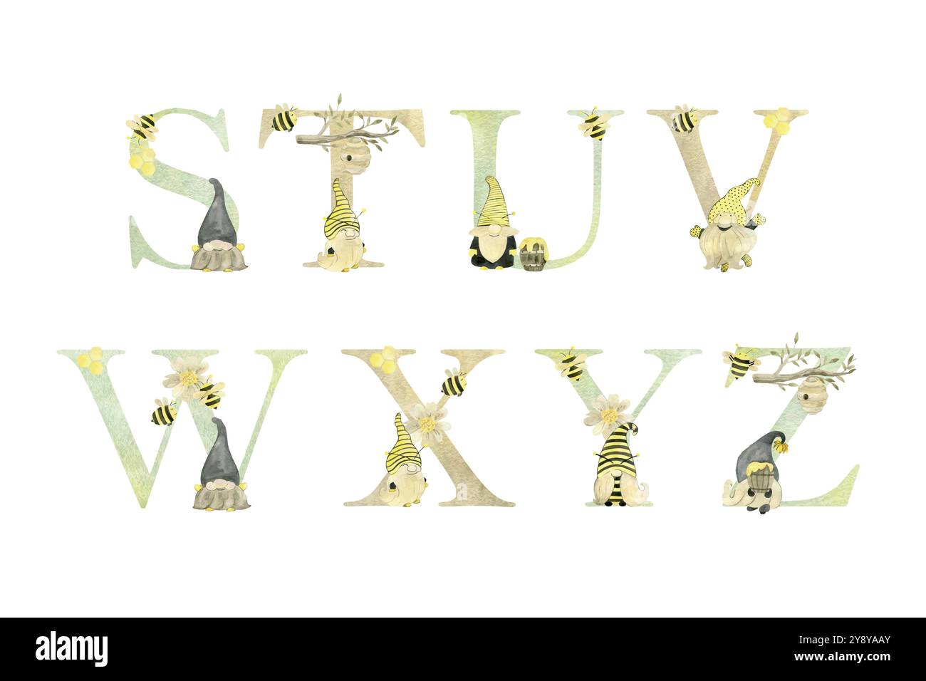 Watercolor illustration honey bee Stock Vector Images - Alamy