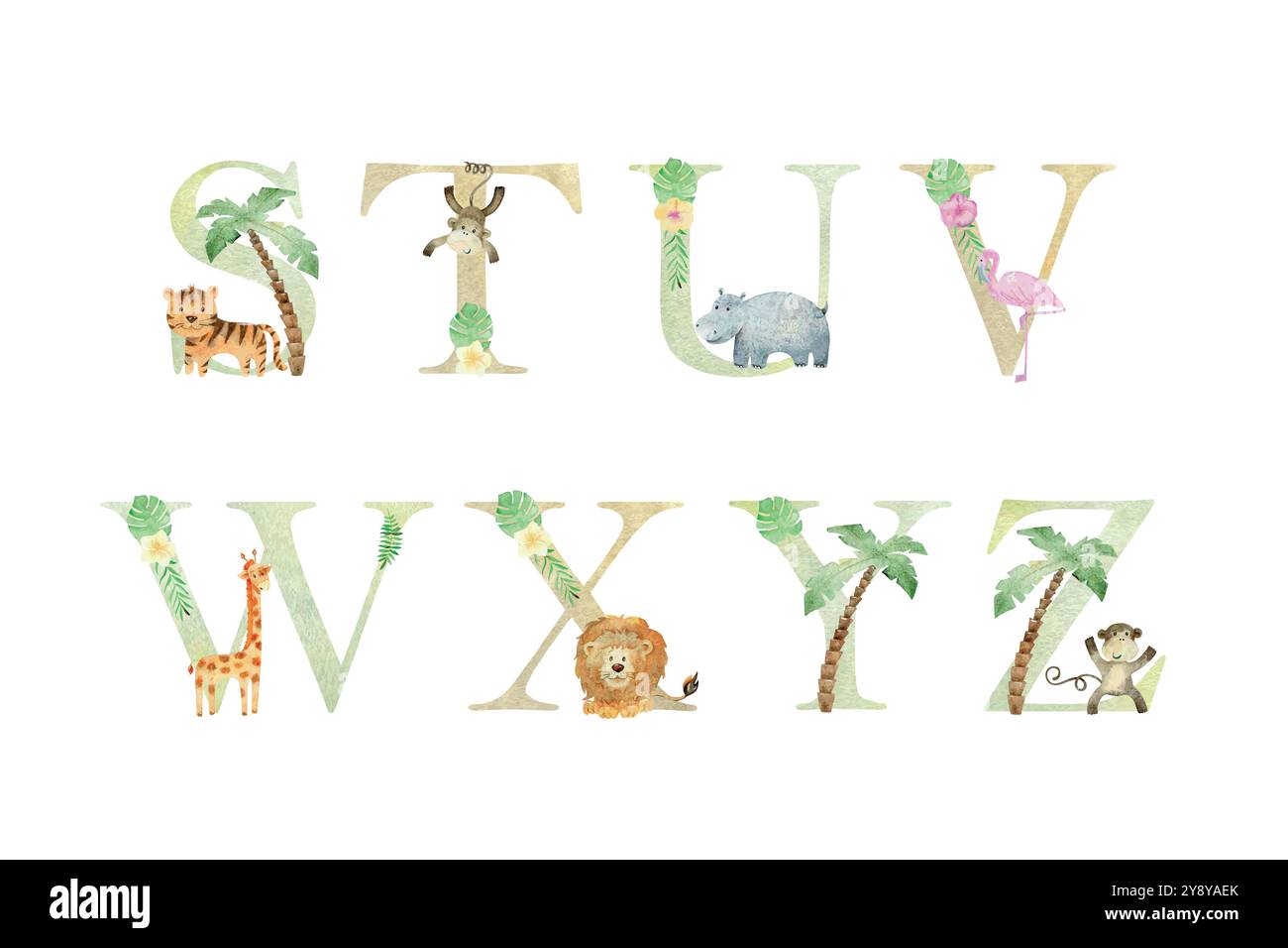Watercolor animals letters Stock Vector Image & Art - Alamy