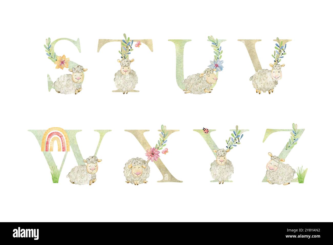 Watercolor animals letters Stock Vector Image & Art - Alamy