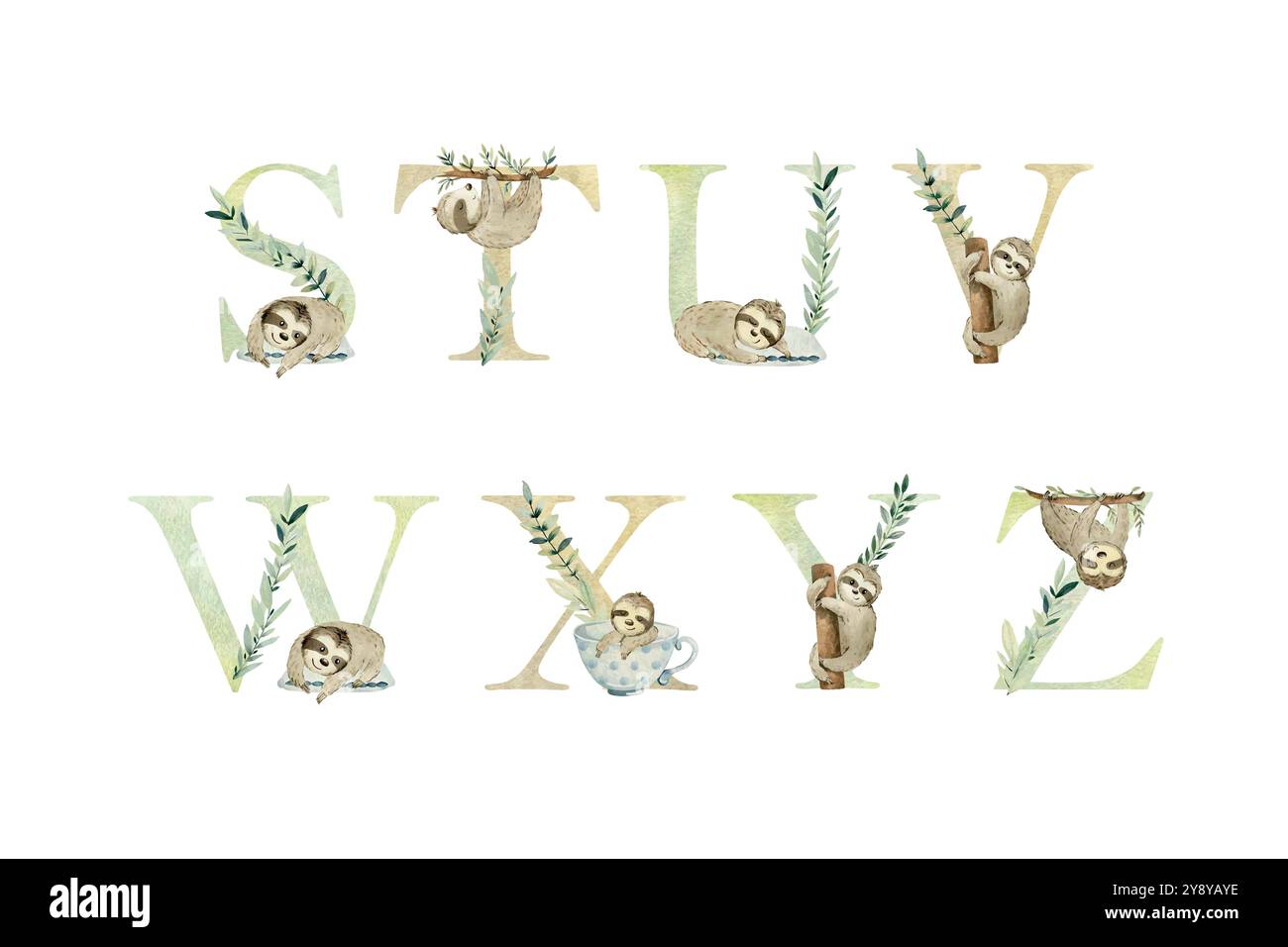 Watercolor animals letters Stock Vector Image & Art - Alamy