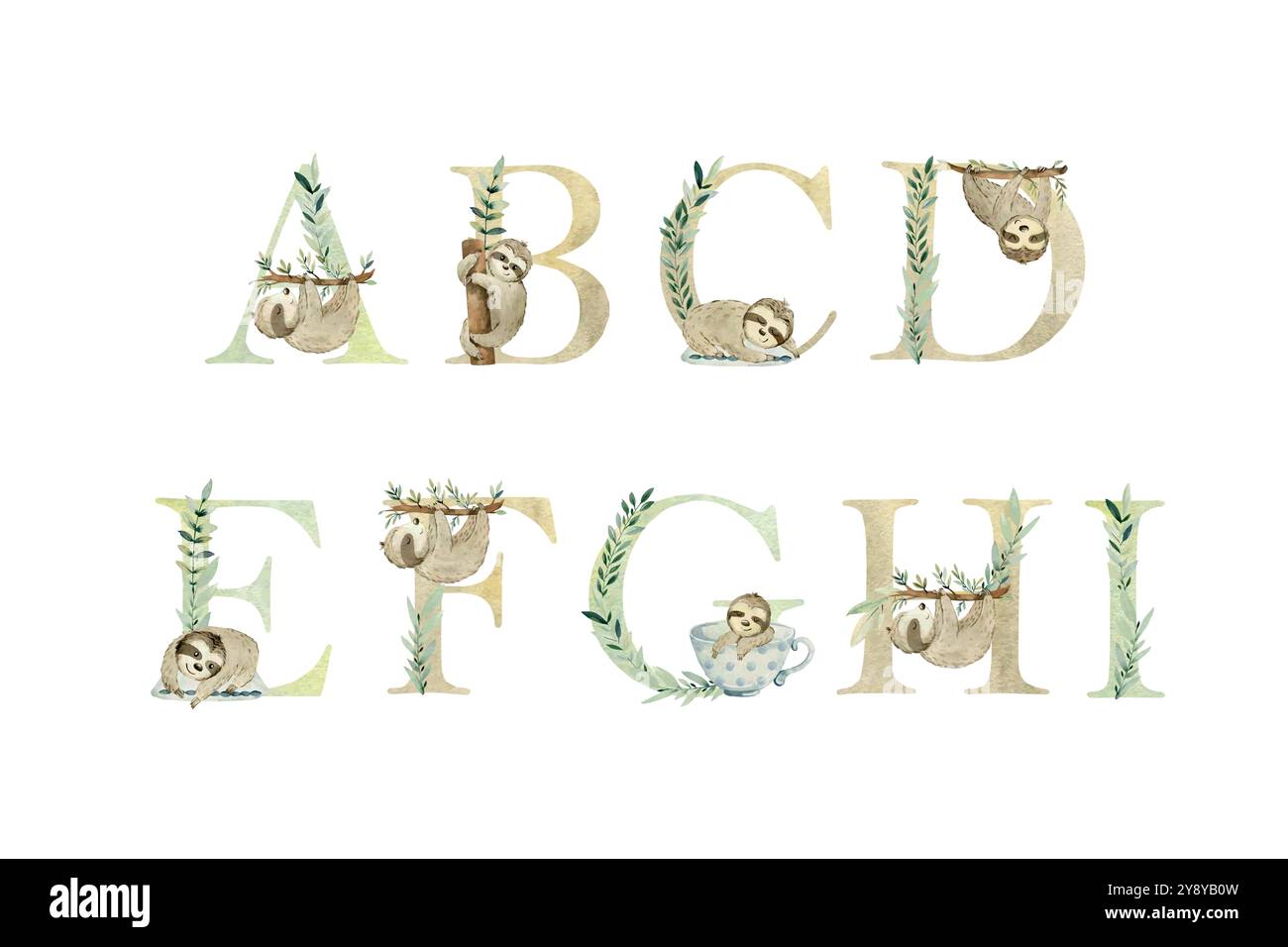 Watercolor animals letters Stock Vector Image & Art - Alamy