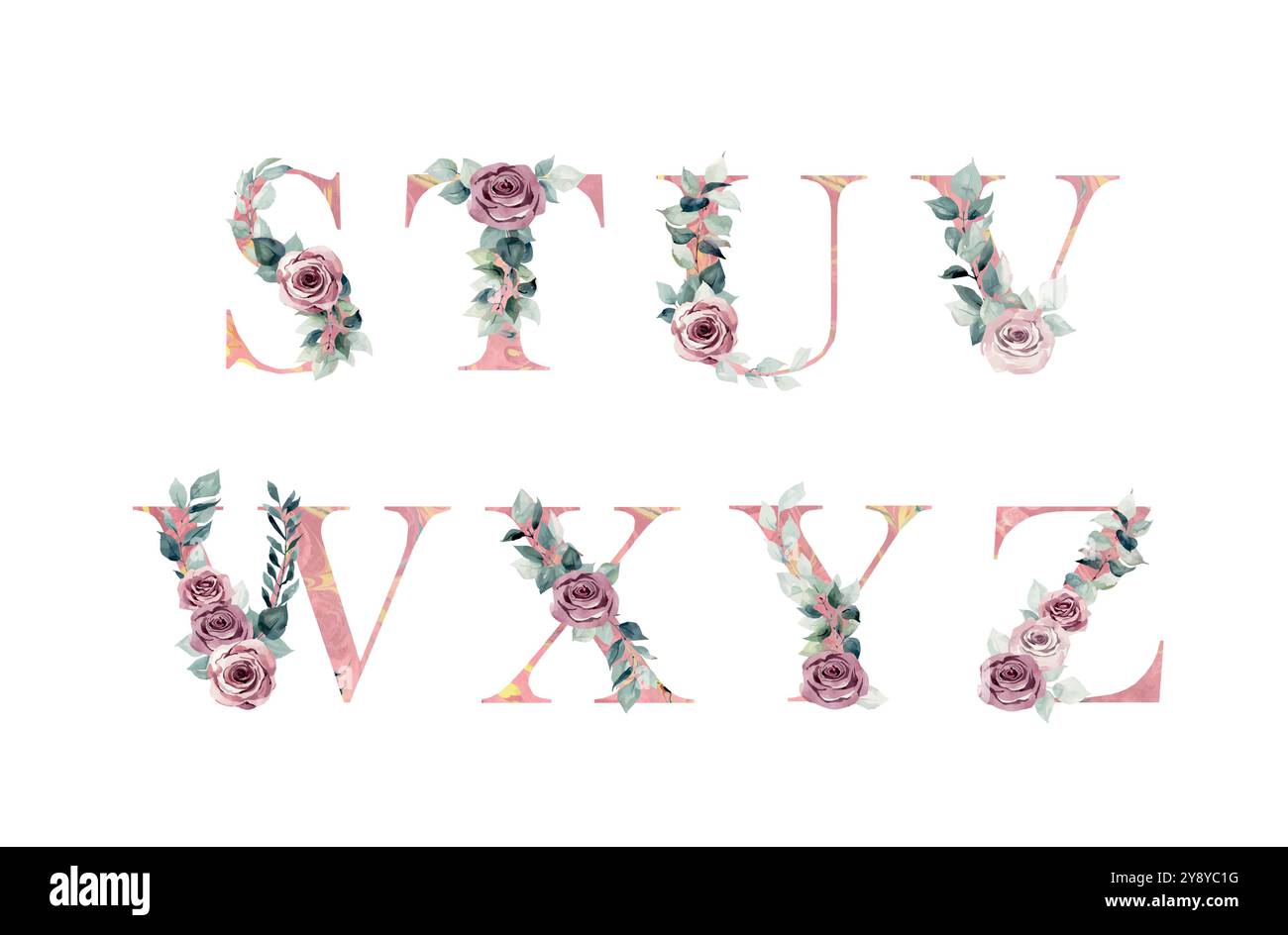 Watercolor floral alphabet Stock Vector Image & Art - Alamy