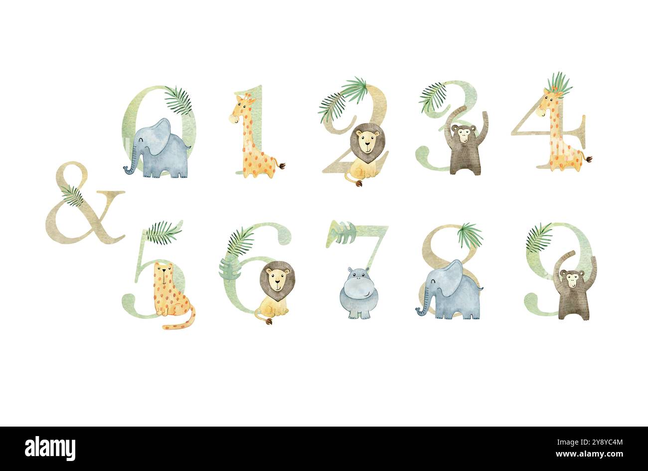 Watercolor animals numbers Stock Vector Image & Art - Alamy