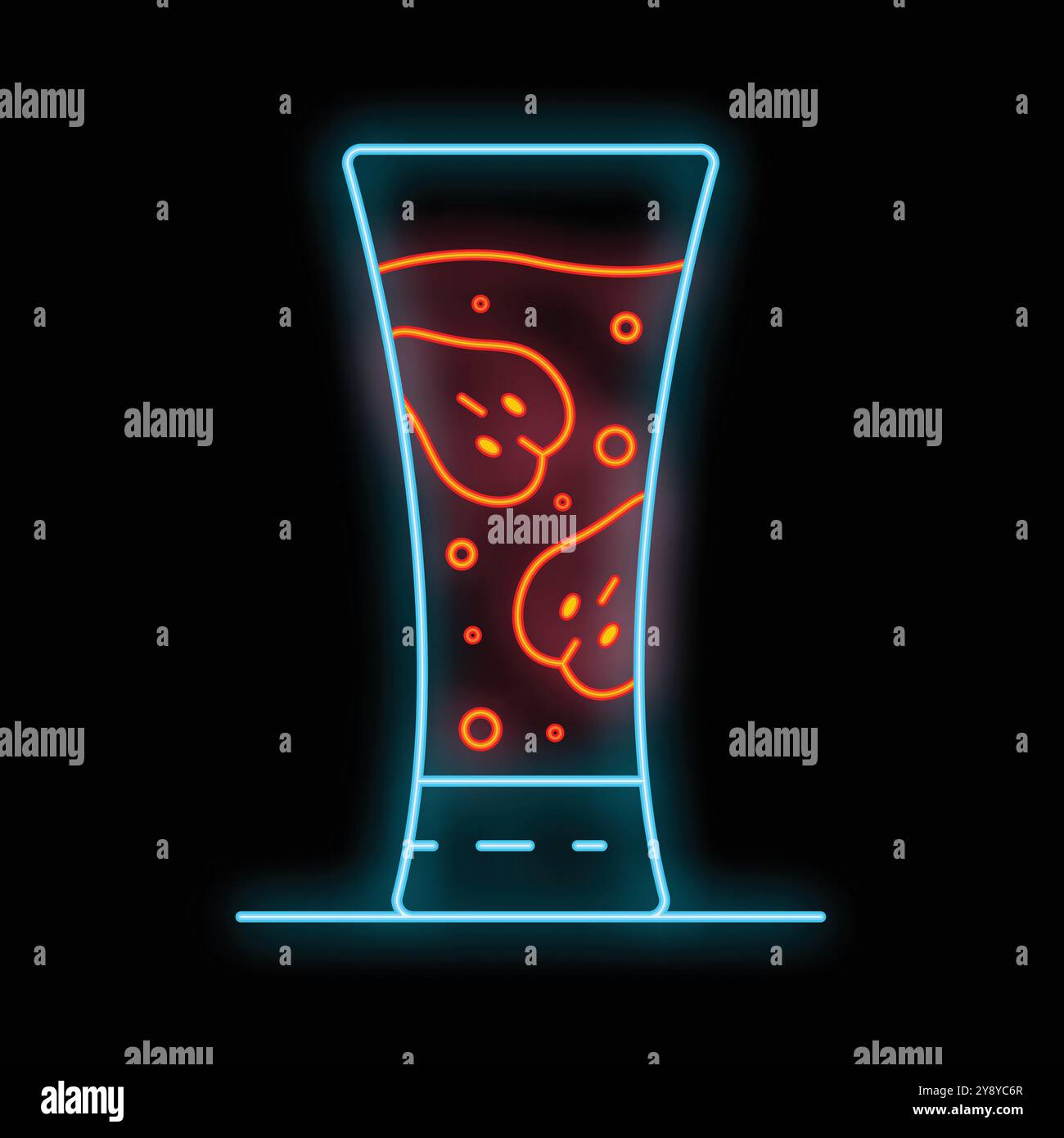 Neon sign of a refreshing glass of apple juice, perfect for a juice bar ...