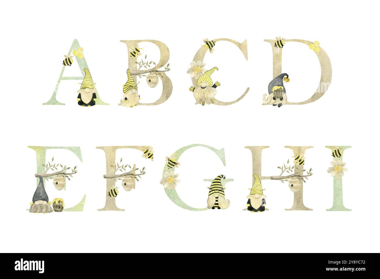 Watercolor illustration honey bee Stock Vector Images - Alamy