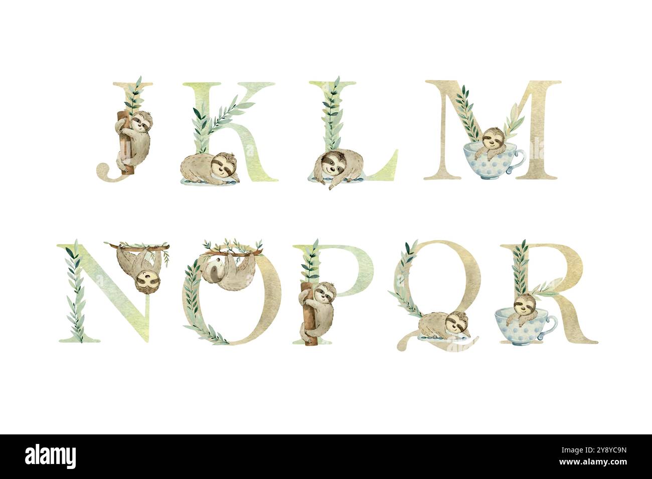 Watercolor animals letters Stock Vector Image & Art - Alamy