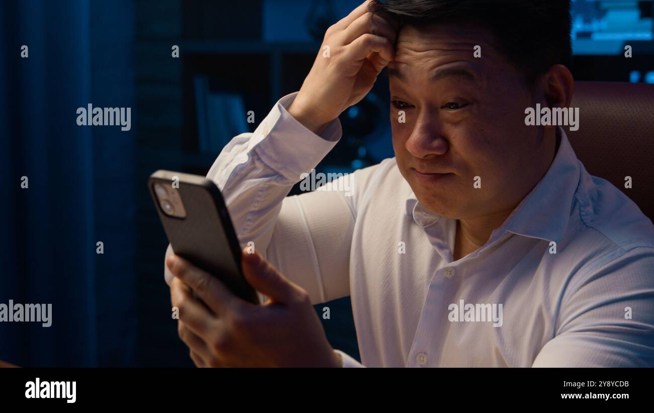 Shocked Asian man Korean businessman Chinese guy Japanese wonder amazed ...