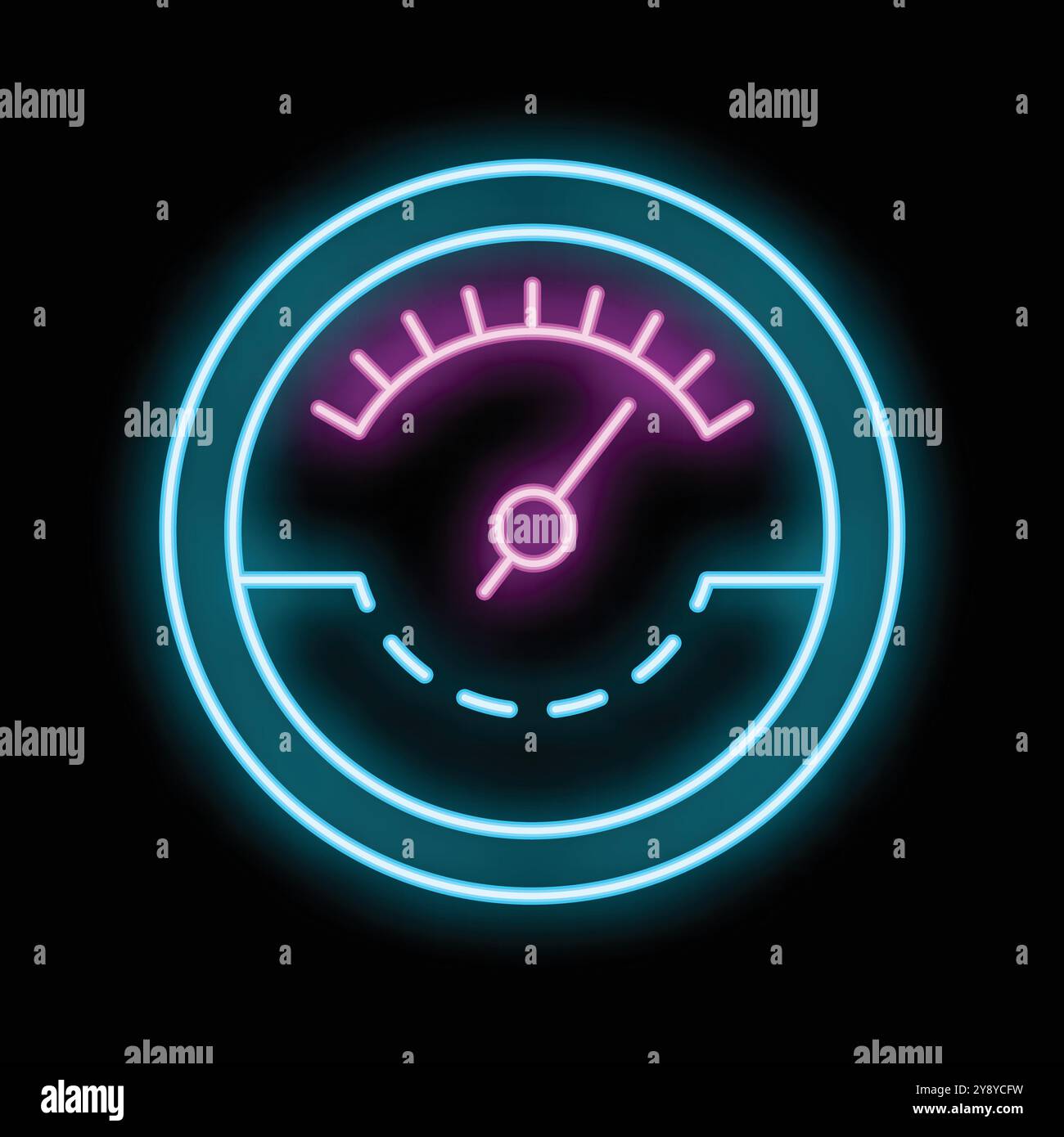 Neon sign showing a pressure gauge icon on a black background Stock ...