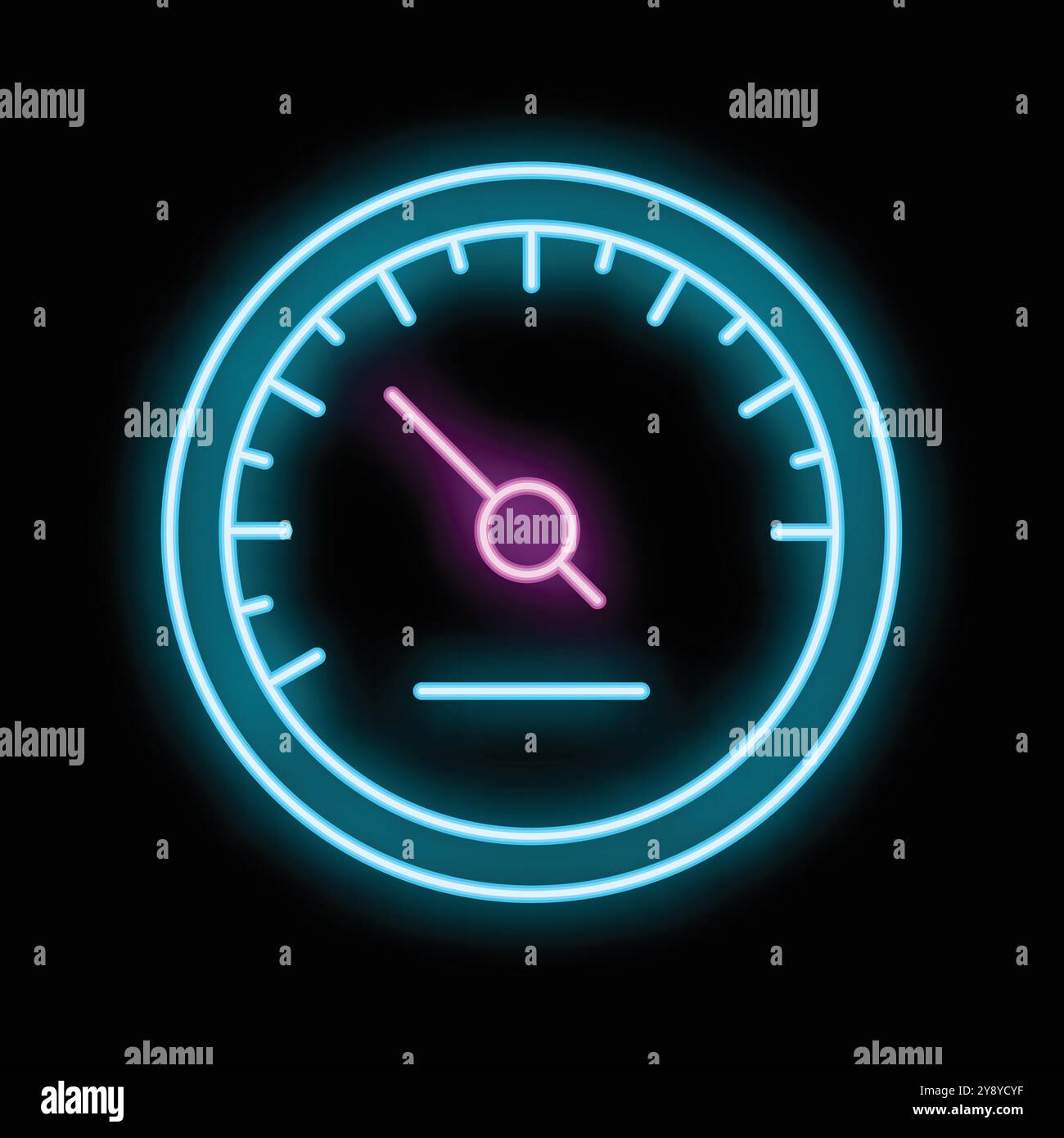 Neon sign representing a speedometer showing progress made on a black ...
