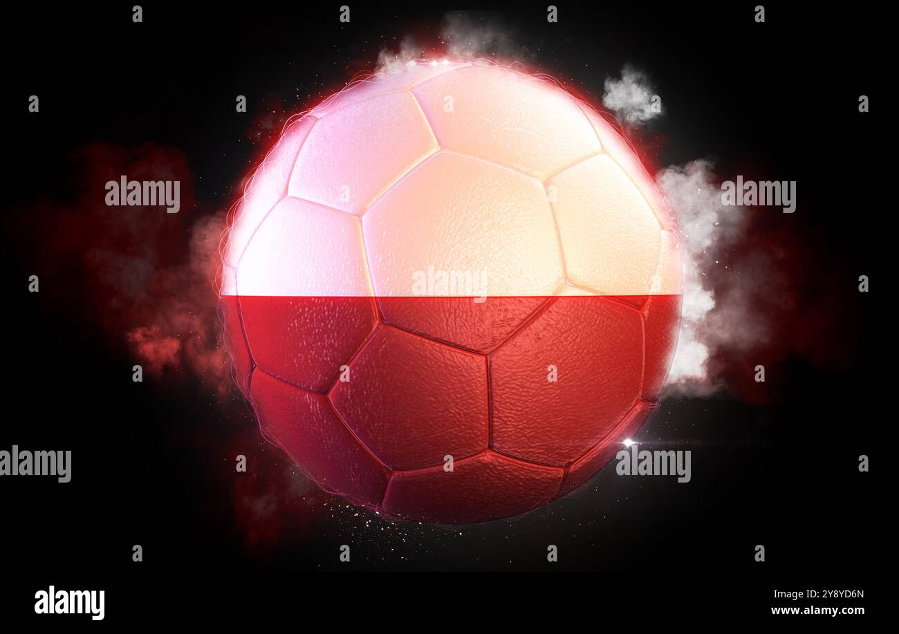 Soccer ball with Polish flag exploding in a cloud of smoke and ...