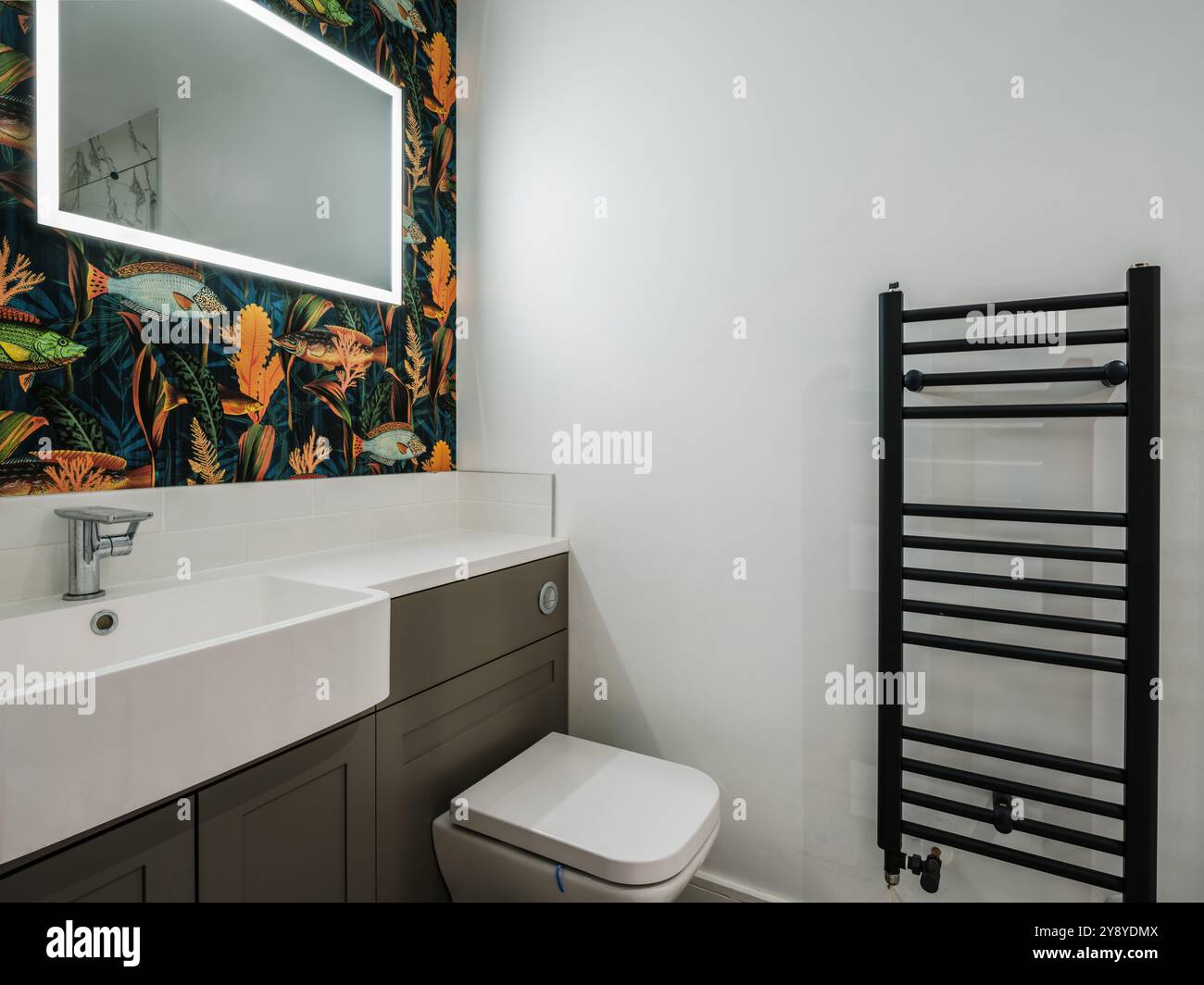 Luxury modern washroom cloakroom detail with basin and contemporary ...