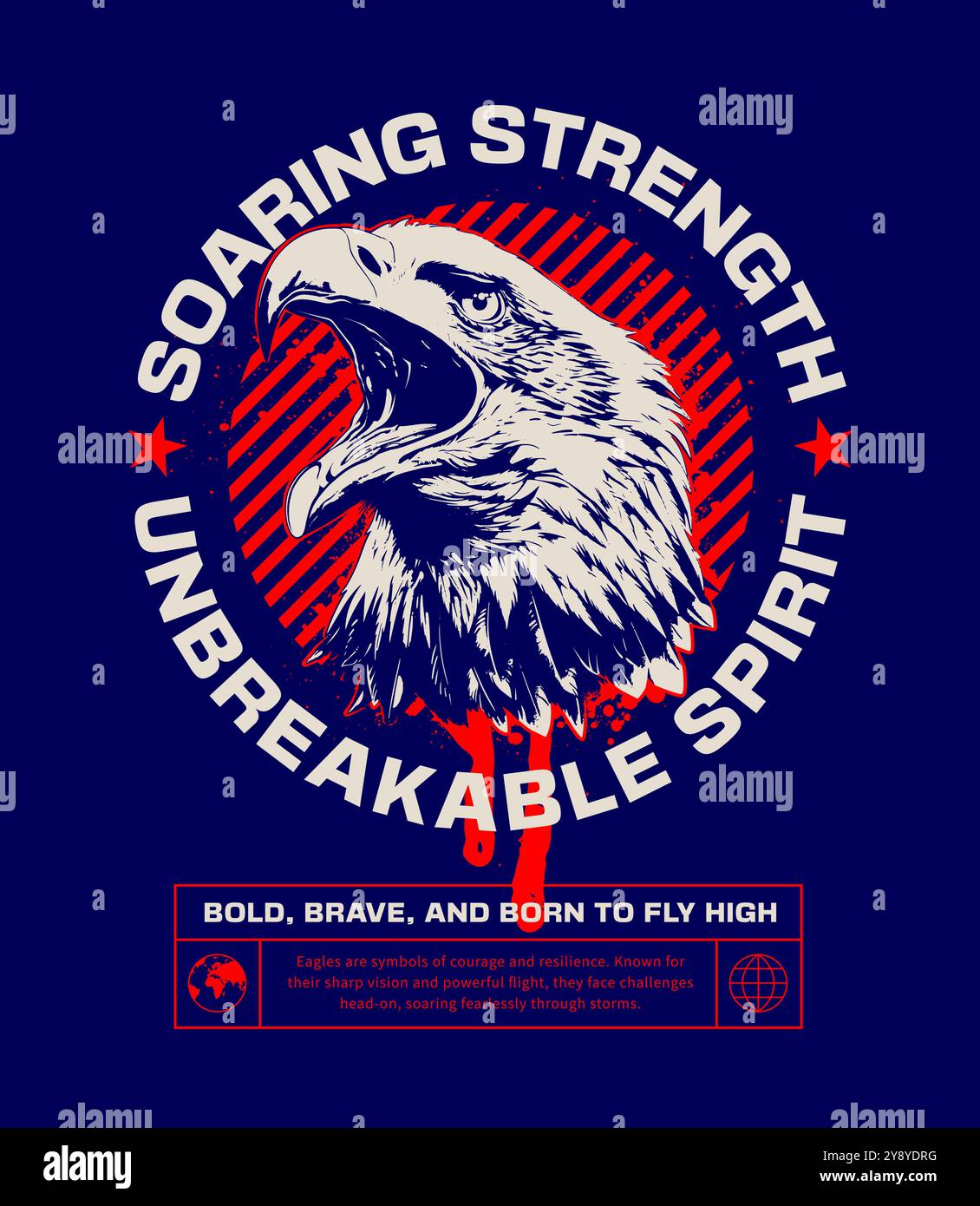 Grunge emblem design with screaming eagle mascot. Typography bold ...