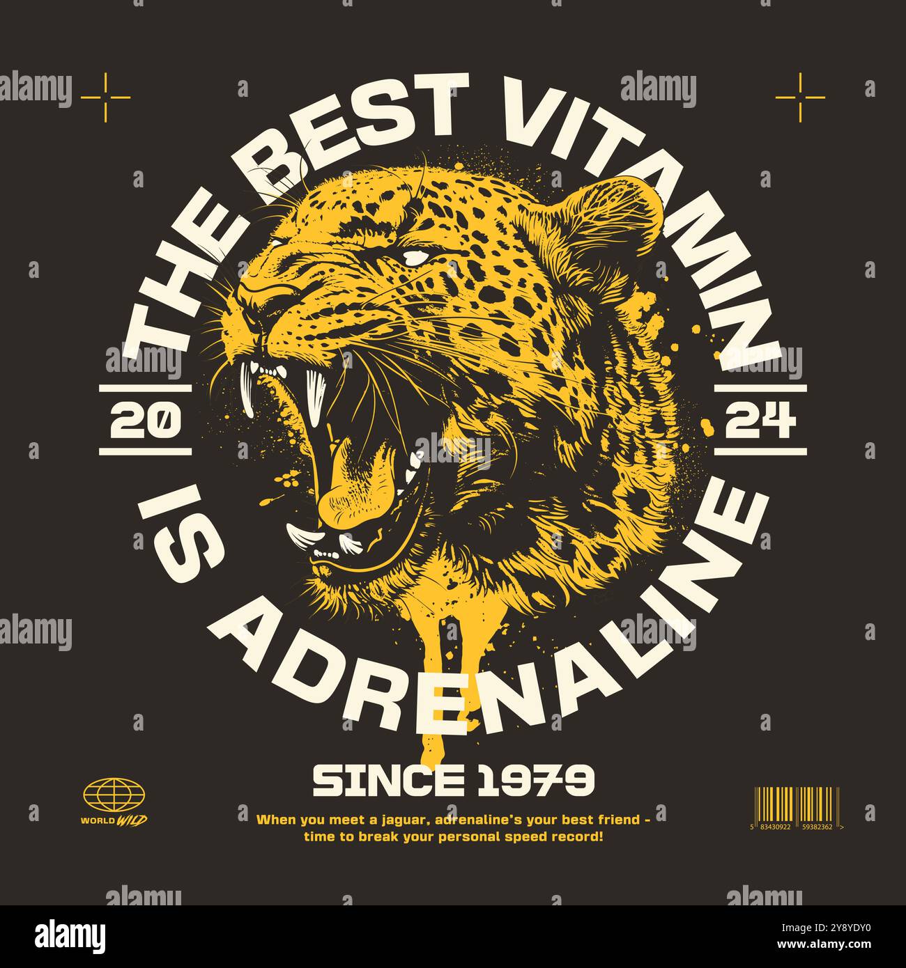 Abstract design concept with roaring jaguar. Grunge vector graphic ...