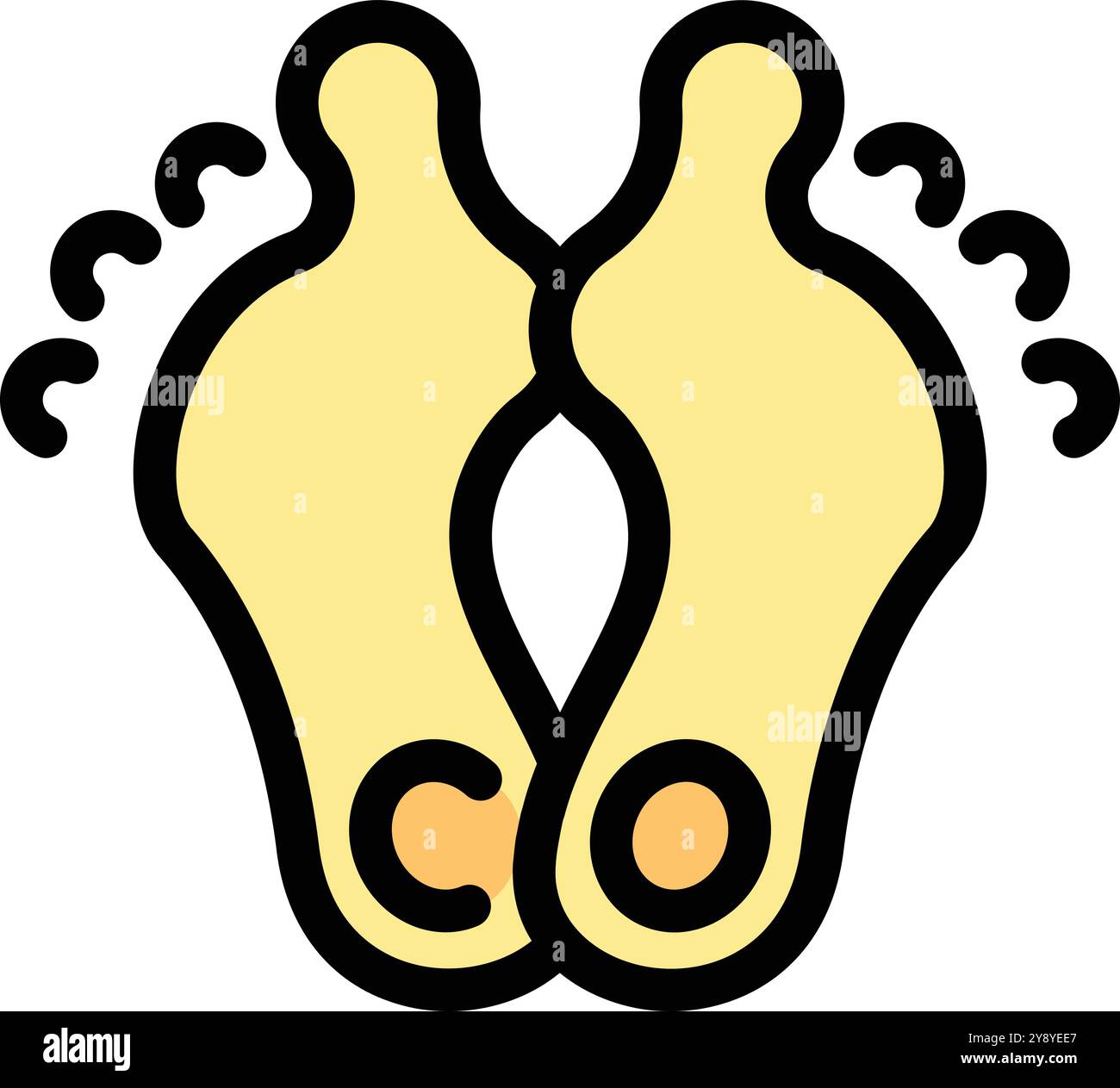 Cartoon style icon of a pair of feet with calluses on each big toe ...