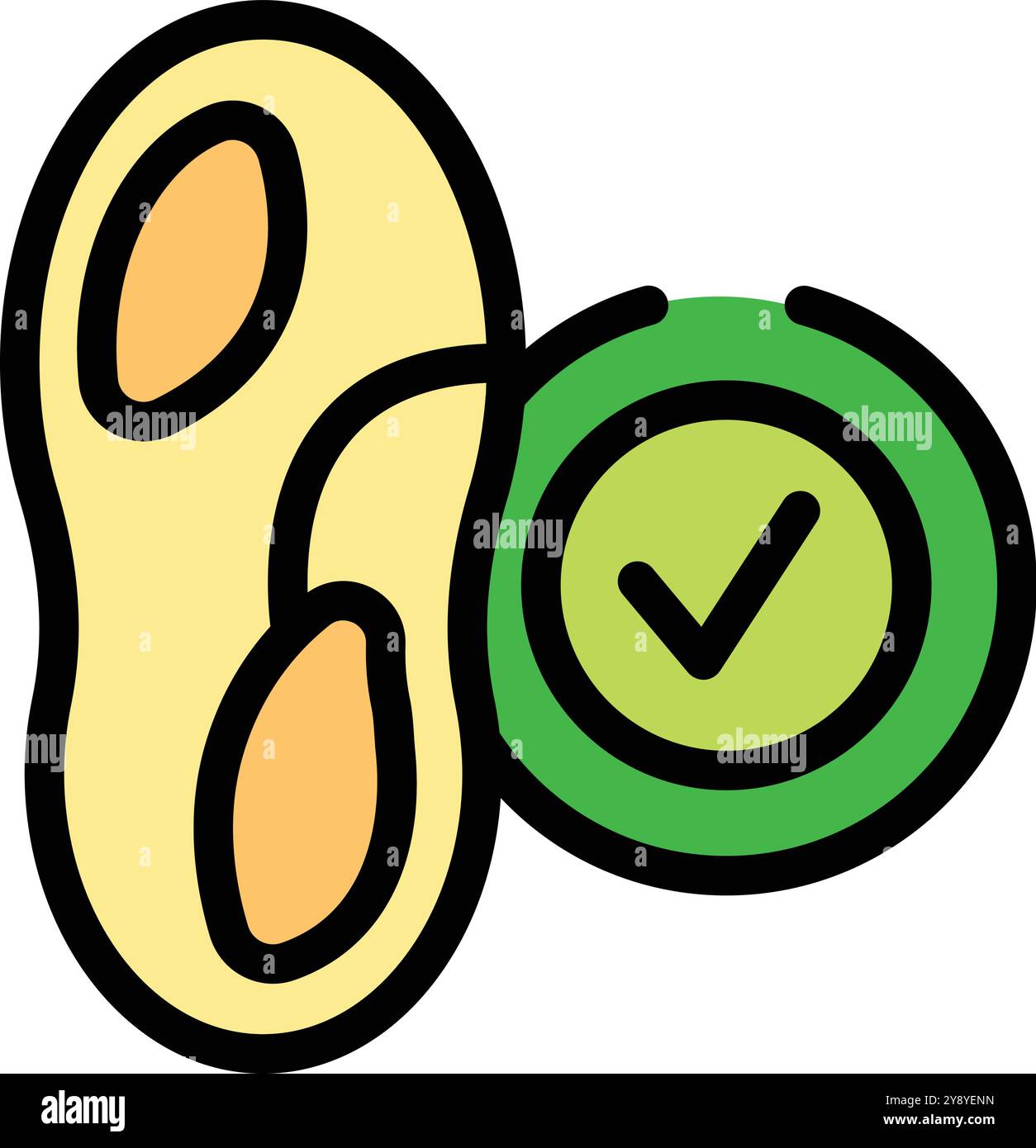 This color icon of a peanut with a checkmark represents a healthy and ...
