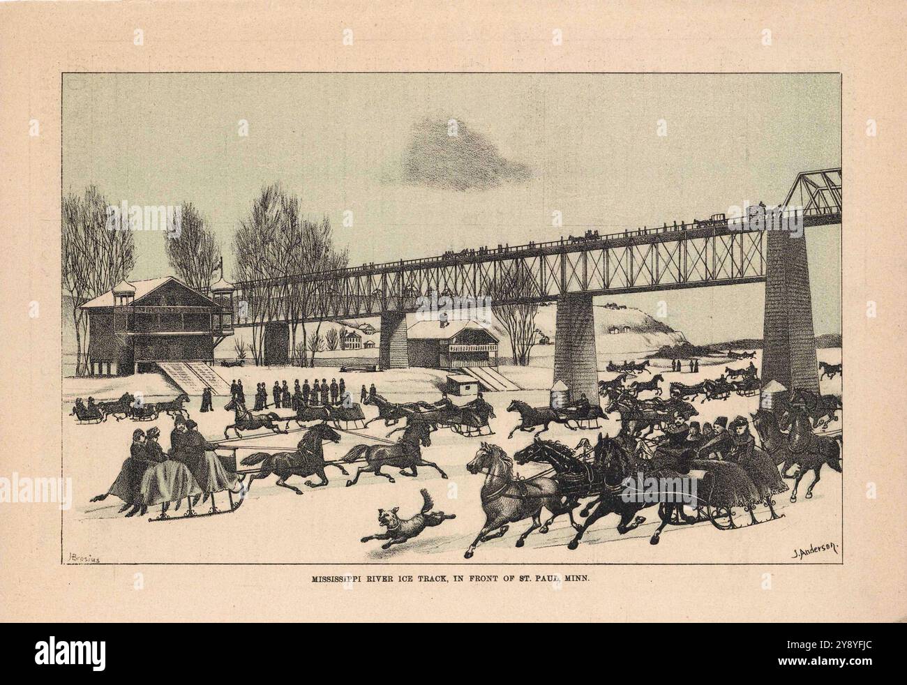 Mississipi River Ice Track, Vintage Illustration from the Ice Palace ...
