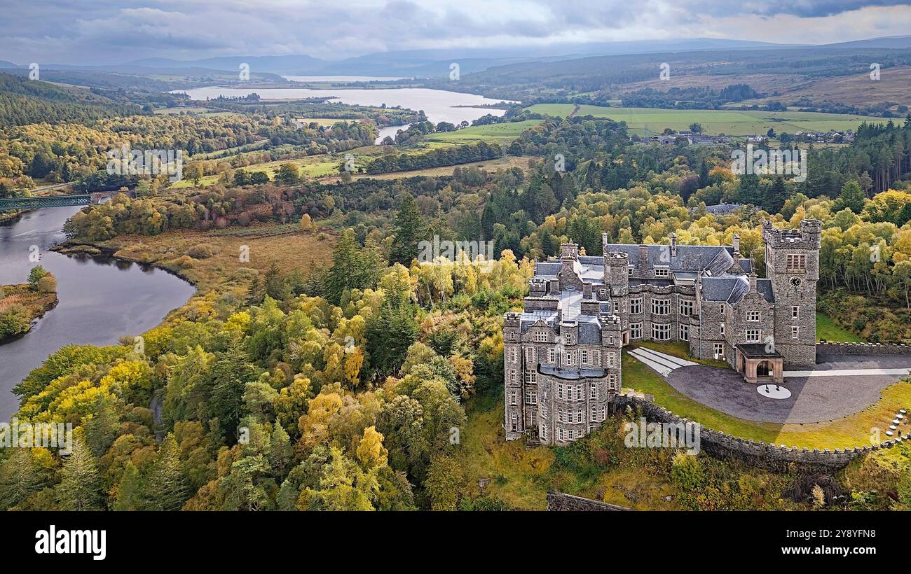 Carbisdale Castle Sutherland Scotland surrounded by colourful trees in ...