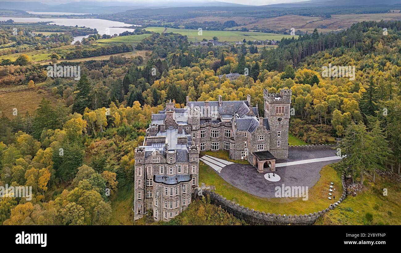 Carbisdale Castle Sutherland Scotland surrounded by trees in autumn ...